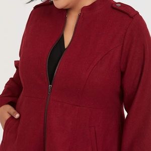 torrid | Jackets & Coats | Torrid Dark Red Woolen Swing Coat | Poshmark